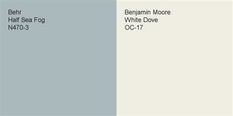 Behr Half Sea Fog Vs Benjamin Moore White Dove Comparison