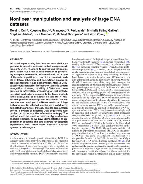 PDF Nonlinear Manipulation And Analysis Of Large DNA Datasets