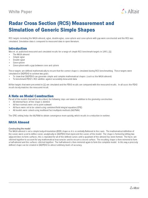 Altair Feko Rcs Simpleshapes Pdf Shape Curve