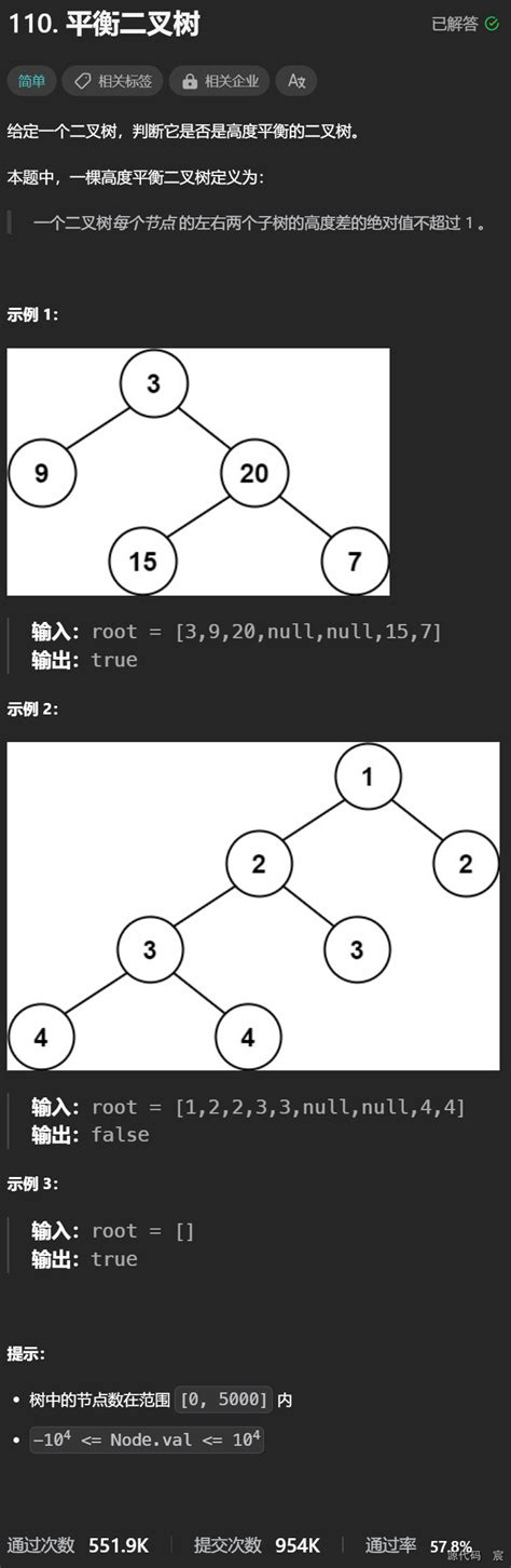 Leetcode—110平衡二叉树【简单】 Csdn博客