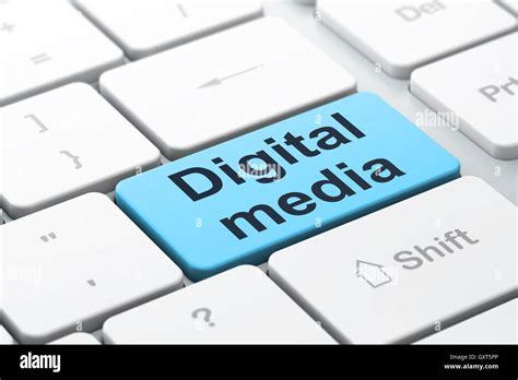 Marketing Concept Digital Media On Computer Keyboard Background Stock