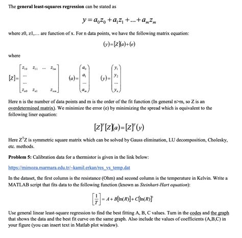 Solved The General Least Squares Regression Can Be Stated As