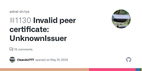 Invalid Peer Certificate UnknownIssuer Issue Astral Sh Rye GitHub