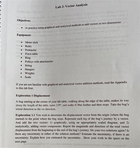 Solved Lab Vector Analysis Objectives To Practice Chegg