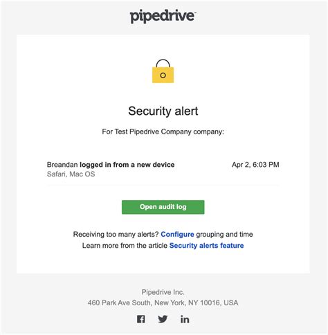 Security Alerts Knowledge Base Pipedrive