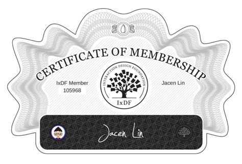 Jacen Lin Ixdf Membership Certificate Ixdf