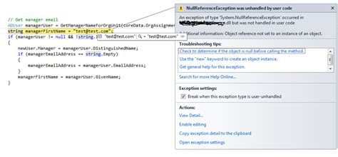 C Null Reference Exceptionbut The Value Is Not Null Stack