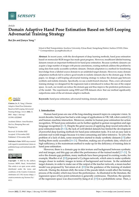 Pdf Domain Adaptive Hand Pose Estimation Based On Self Looping