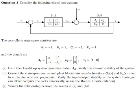 solved question 3 consider the following closed loop system
