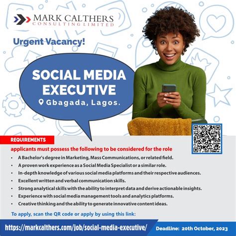 Mark Calthers Consulting Limited On Linkedin Job Opening 📢 Position Social Media Executive