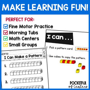 Linking Cube Pattern Cards AB ABC ABB AAB By Pocketful Of Centers