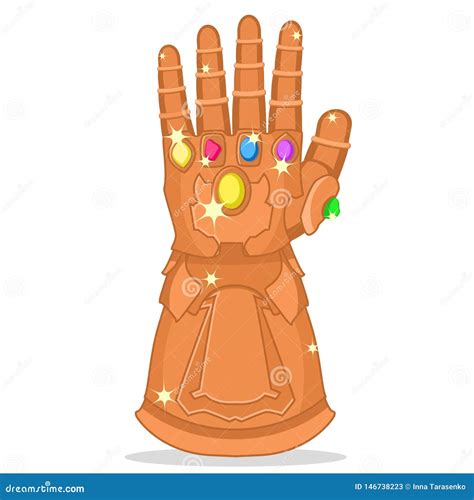 Glove Thanos With The Stones Of Strength Glitters On A White