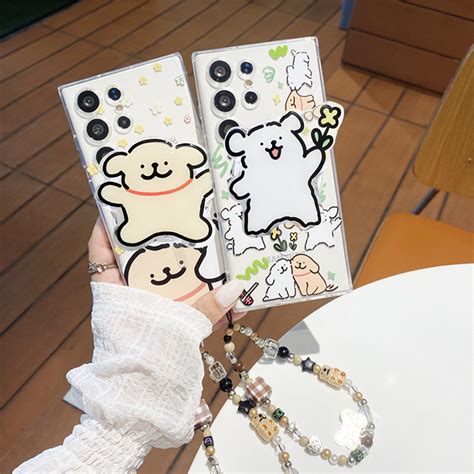 테트라 맥세이프 스마트톡 갤럭시 S24 S23 S22 S21 노트20 울트라 플러스 스트랩 슬림 투명 실리콘 강아지 캐릭터 그립 톡홀더 케이스