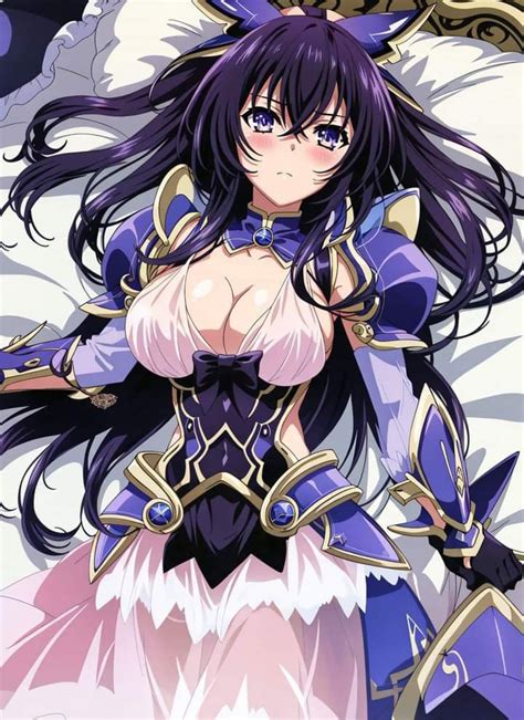 Yatogami Tohka Date A Live Girl Armor Bed Black Gloves Blush Embarrassed Gloves Long