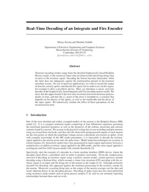 Pdf Real Time Decoding Of An Integrate And Fire Encoder Dokumentips