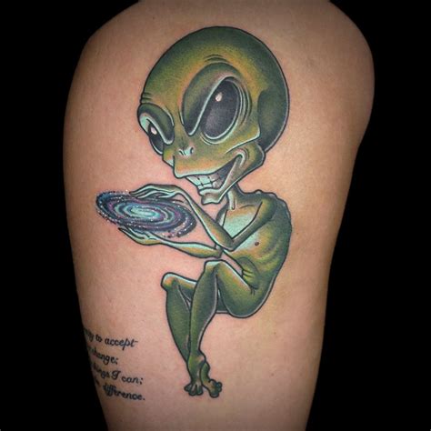 Alien And Galaxy Tattoo By Dani Ryan Galaxy Tattoo Alien Tattoo Ink