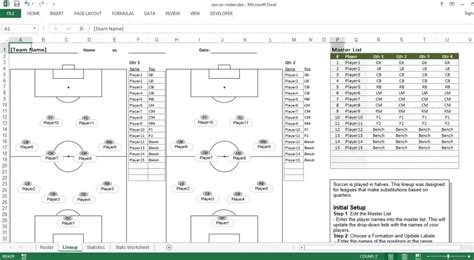 Football Field Template Excel