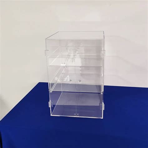 3 Tier Countertop Bakery Display Case Acrylic Perspex Pastry Donut Bakery Display Case With Rear