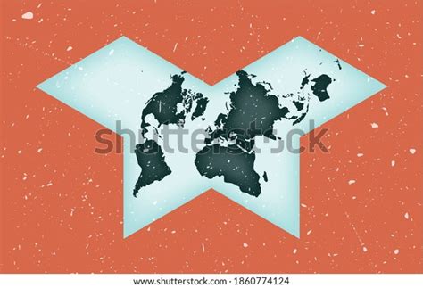 World Map Poster Gnomonic Butterfly Projection Stock Vector Royalty Free 1860774124 Shutterstock