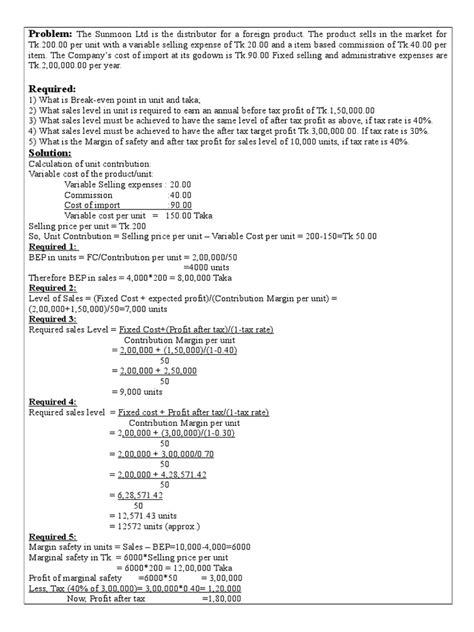 Break Even Math Download Free Pdf Payments Microeconomics