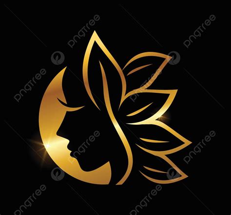 Golden Beauty Girl Vector Sign Beauty Haircut Vector Illustration