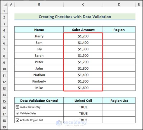 How To Create Data Validation With Checkbox Control In Excel