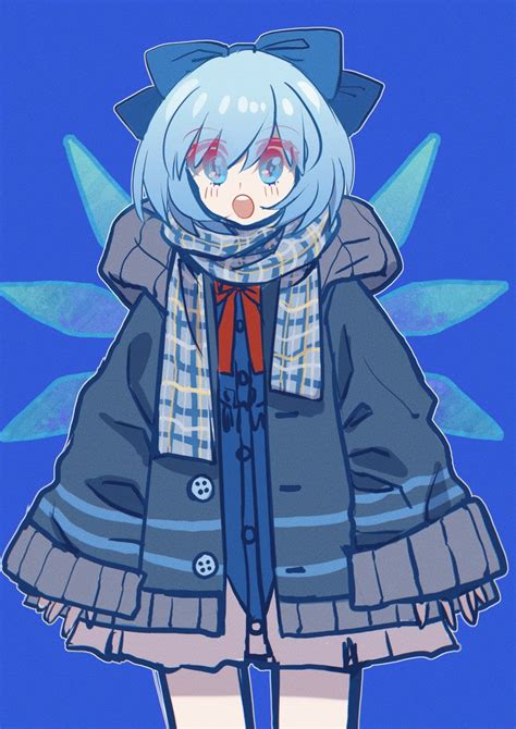 Safebooru 1girl Alternate Costume Blue Background Blue Eyes Blue Hair