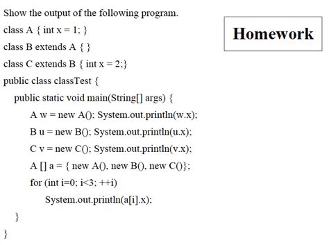 Solved Show The Output Of The Following Program Class A Int