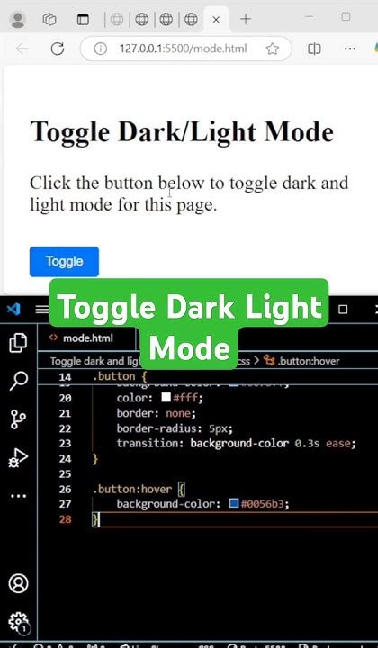 Create A Dark Mode Toggle Switchbutton In 60 Sec Html Css Shorts