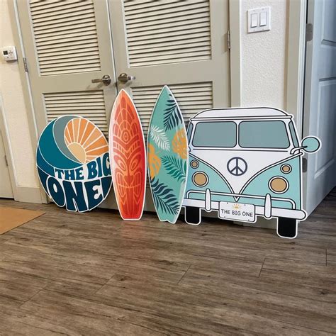 The Big One Surf Theme Foam Board And Cut Outs Surf Themed Birthday P