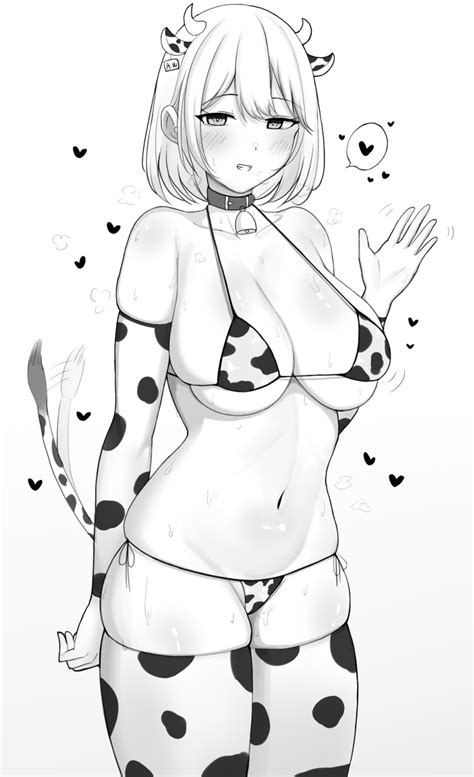 Rule 34 2023 Animal Ears Animal Print Bell Bikini Breasts Collar Cow