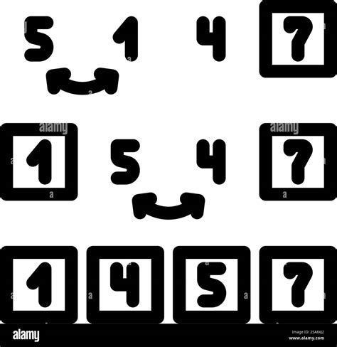 Insertion Sort Algorithm Line Icon Vector Insertion Sort Algorithm