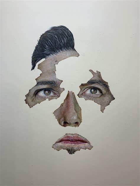 Fragmented Self Portrait Colored Pencil 2020 R Drawing