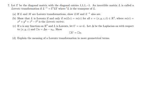 7 Let I Be The Diagonal Matrix With The Diagonal