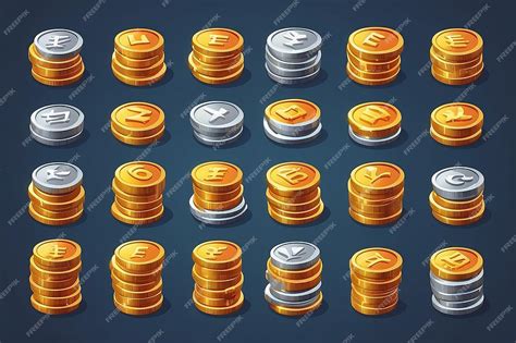 Premium Photo | Modern vector illustration Icons coins for the game interface Set of cartoon ...