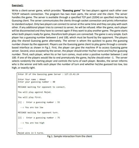 Solved Exercise1 Write A Client Server Game Which Provides Chegg Com