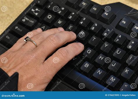 Female Left Hand Typing On Computer Keyboard Stock Image Image Of Learning Business