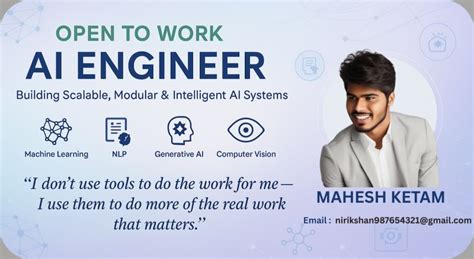 Opentowork Aiengineer Modularcode Cleancode Generativeai Mahesh Ketam 💯