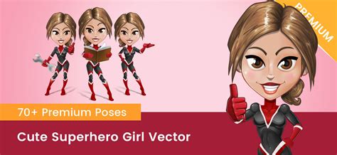 Cute Superhero Girl Vector Vector Characters