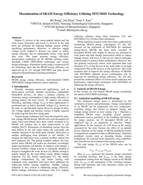 pdf maximization of sram energy efficiency utilizing mtcmos technology
