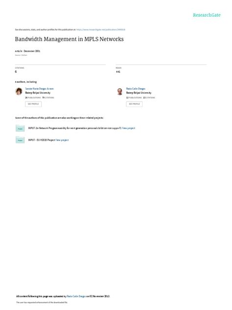 Bandwidth Management In Mpls Networks December 2001 Pdf Multiprotocol Label Switching