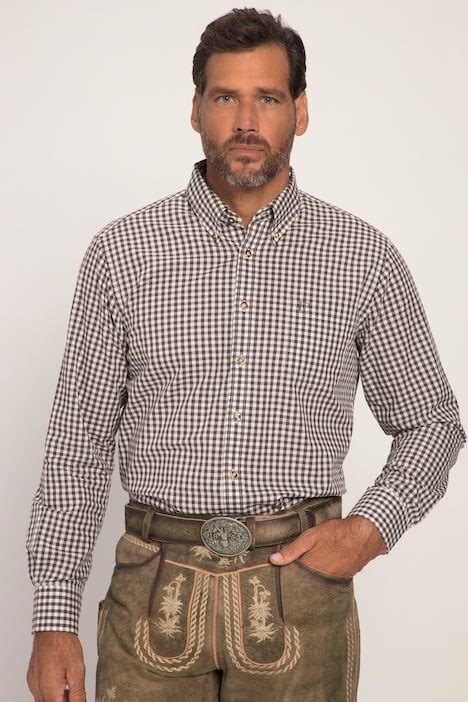 karohemd trachten langarm buttondown kragen modern fit bis 8 xl