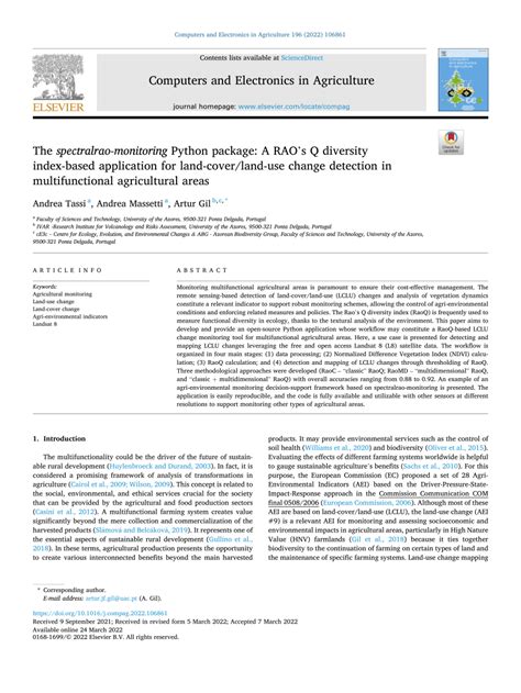 Pdf The Spectralrao Monitoring Python Package A Raos Q Diversity