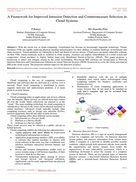 Pdf A Framework For Improved Intrusion Detection And Countermeasure Selection In Cloud Systems