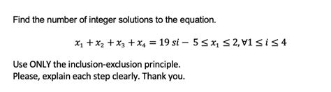 Solved Find The Number Of Integer Solutions To The Equation