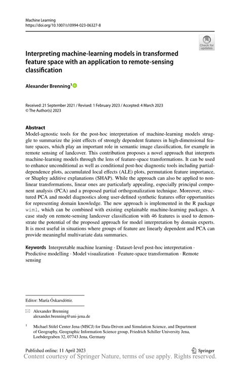 pdf interpreting machine learning models in transformed feature space