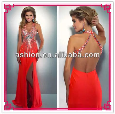 ED Open Back High Slit Sex Gowns Mature Women Sex Party Dress In Evening Dresses From