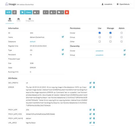 Error When Importing A Dockerhub Image Product Support Opennebula Community Forum