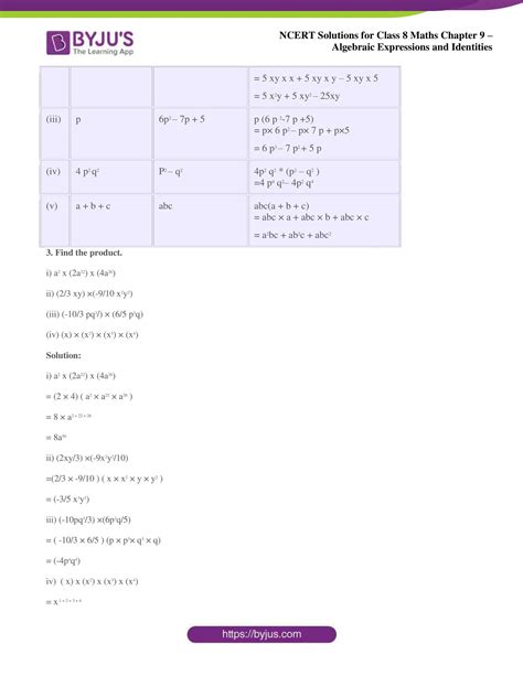 NCERT Solution Class 8 Maths Chapter 9 Algebraic Expressions And