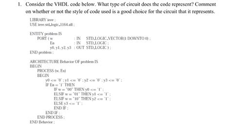 Solved Consider The Vhdl Code Below What Type Of Circuit